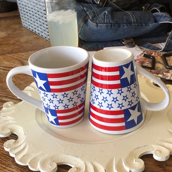 Unmarked | Dining | Stars Stripes Patriotic Usa Flag Mugs Cups White 2 ...